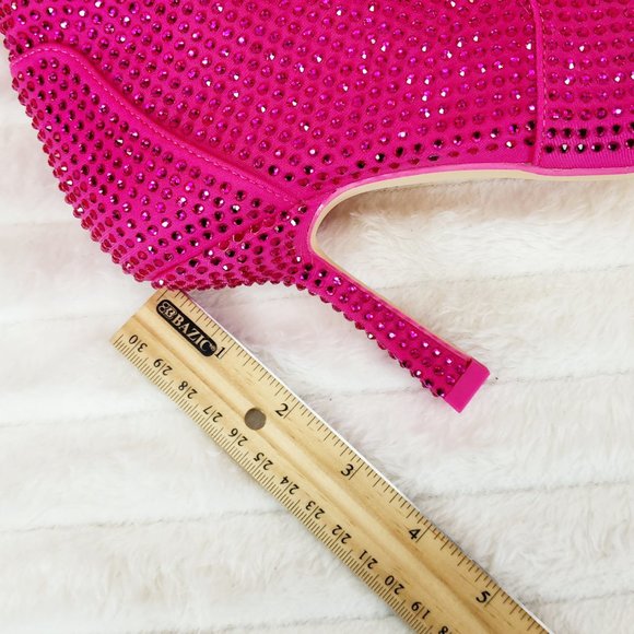 Mixx Shuz | Shoes | Stunning Fuchsia Hot Pink Stretch Rhinestone Ankle ...